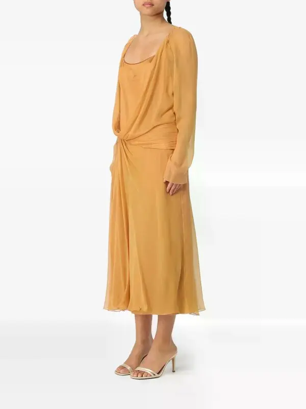 Alberta Ferretti Draped Chiffon Midi Dress