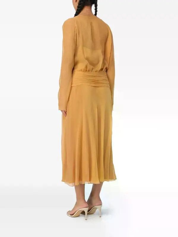 Alberta Ferretti Draped Chiffon Midi Dress