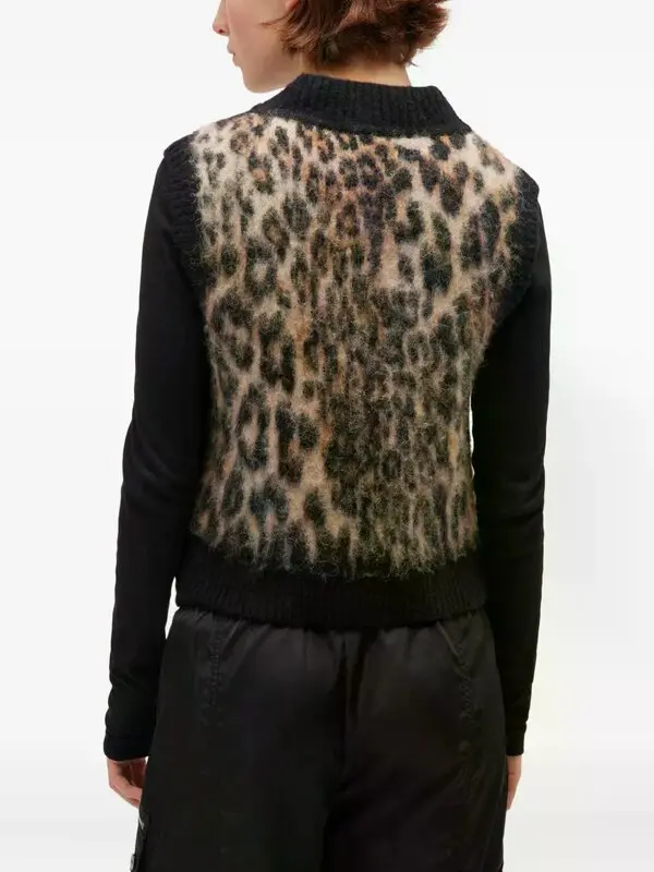GANNI Leopard Print Knit Vest - Neutrals