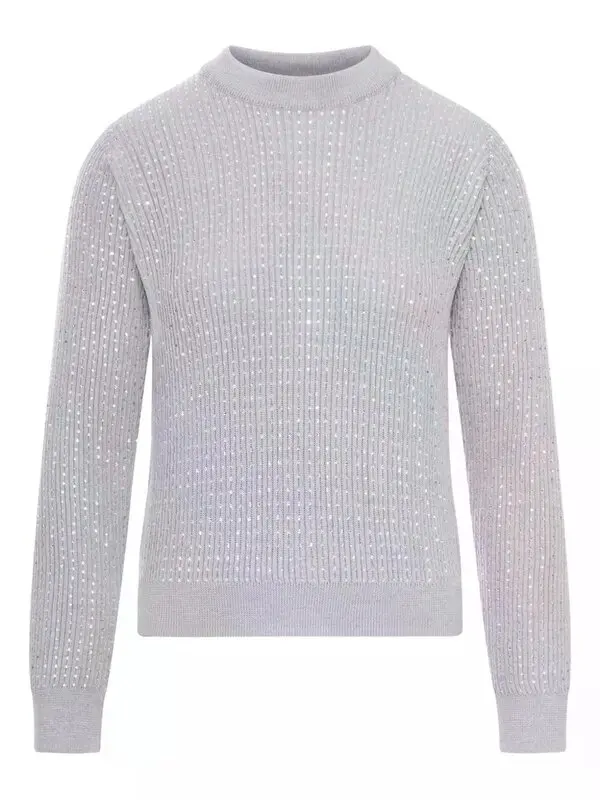 GOLDEN GOOSE Crystal-embellished Ribbed Sweater - Grey