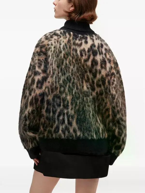GANNI Leopard-print Turtleneck Sweater - Neutrals