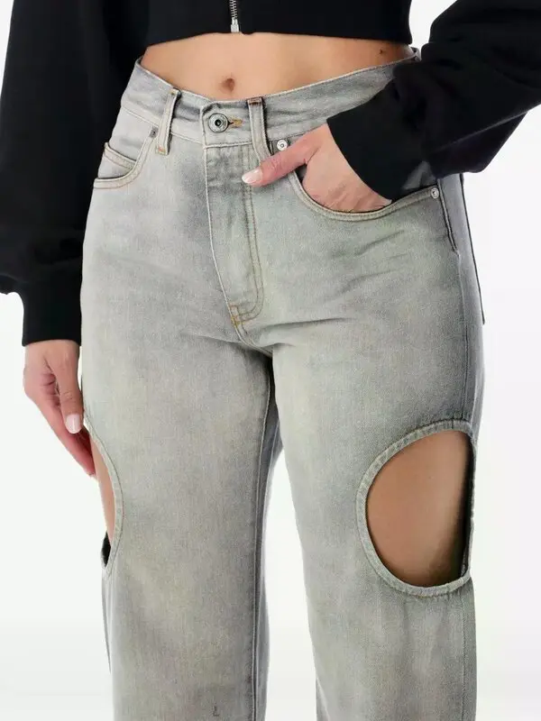 Off-White Meteor Cut-out Jeans - Grey