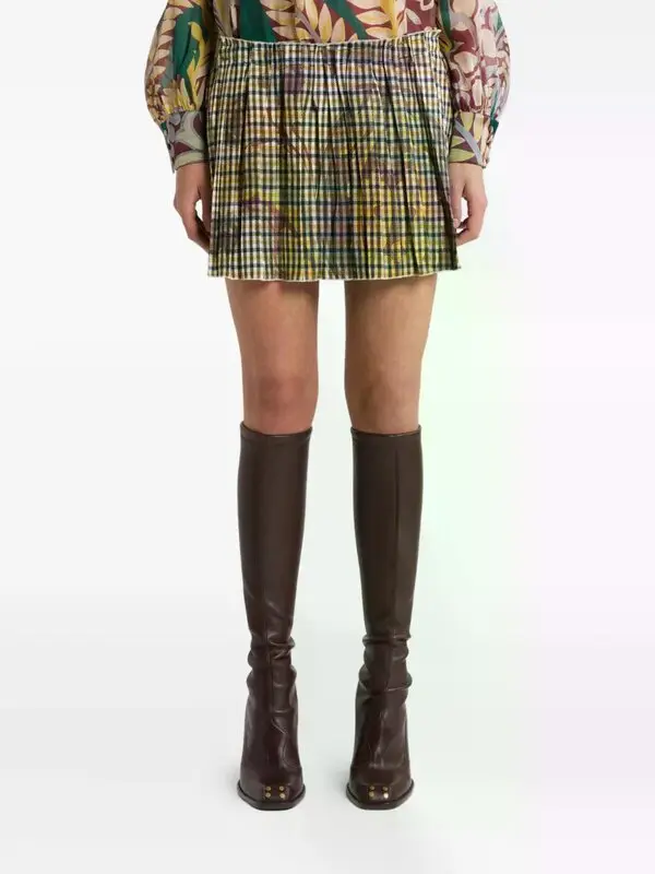 Etro Gingham Pleated Mini Skirt