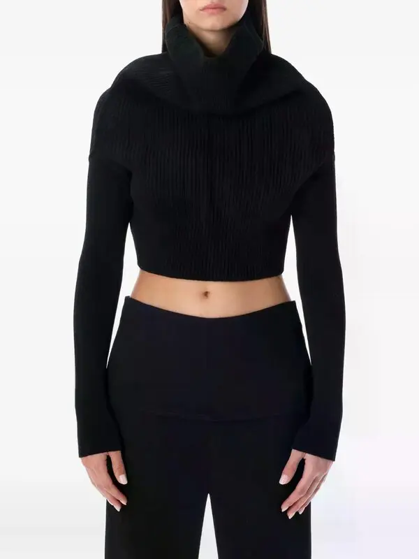 Rick Owens Cowl-neck Ribbed Knit Sweater