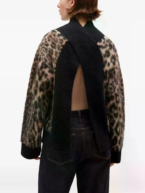 GANNI Open-back Leopard-print Sweater - Neutrals