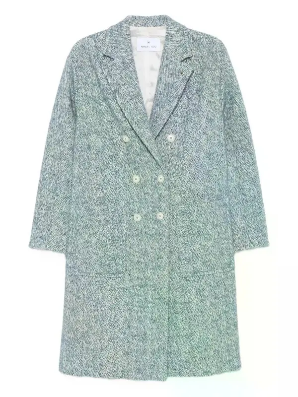 MANUEL RITZ Double-breasted Chevron-tweed Coat