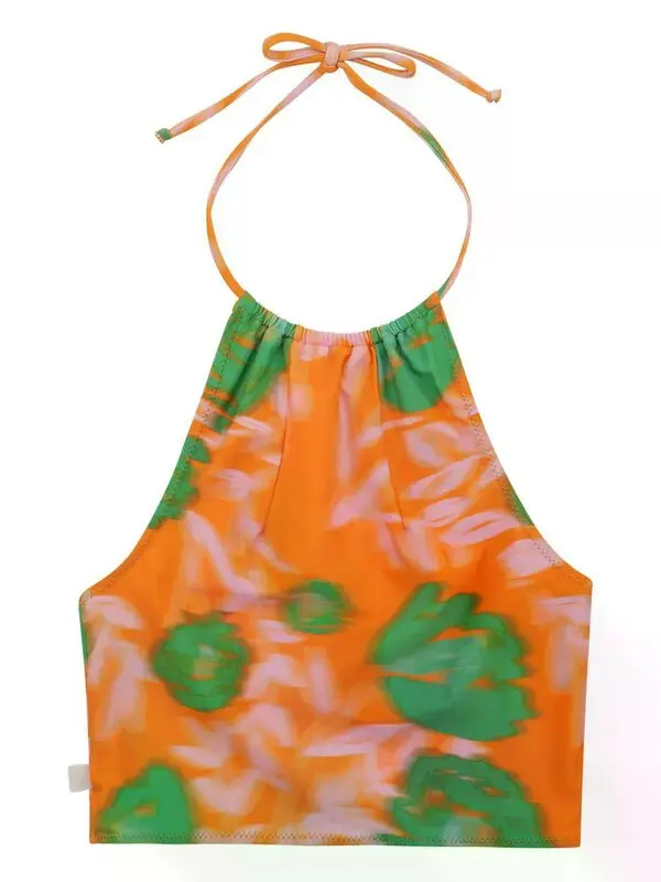 GANNI Halterneck Printed Bikini - Orange
