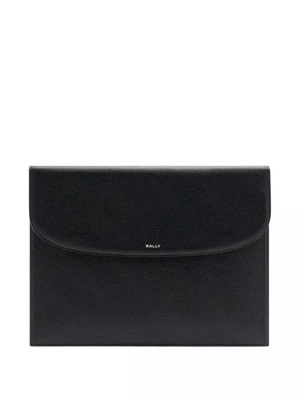 Bally Capitol Grained Leather Flap Clutch Bag - Black