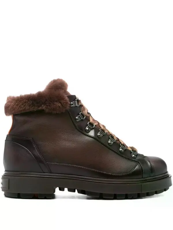 Santoni Fur-trim Desert Boots