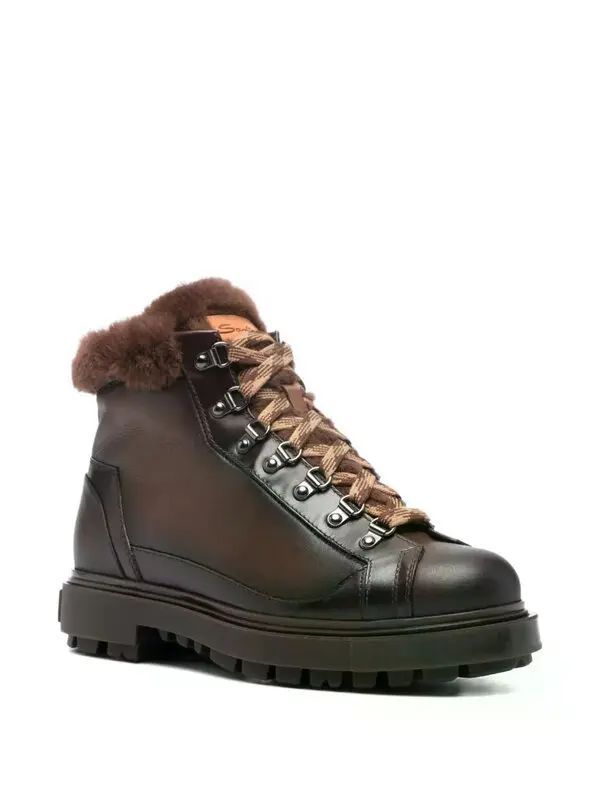 Santoni Fur-trim Desert Boots
