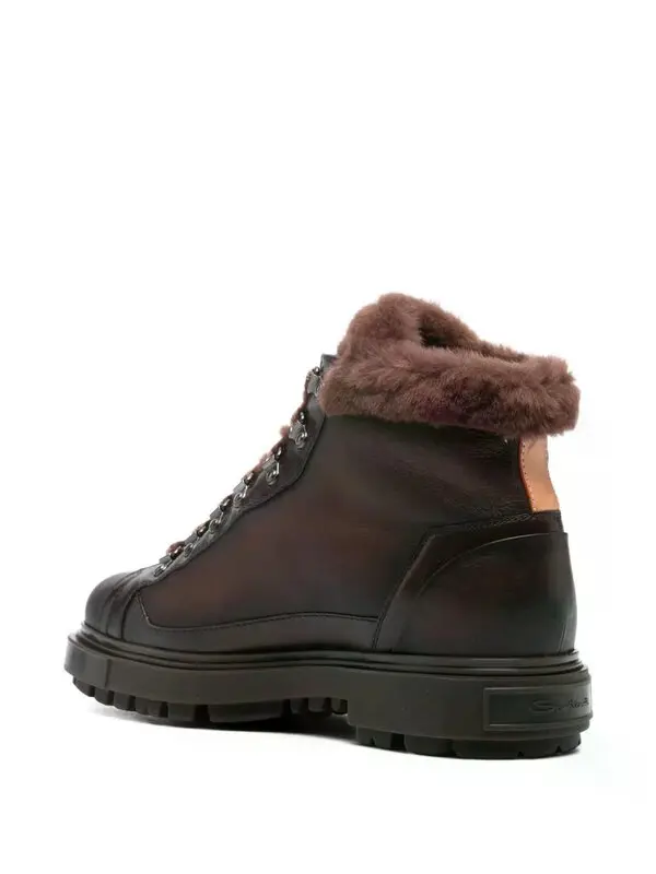 Santoni Fur-trim Desert Boots