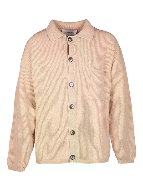 AMARANTO Ribbed Knit Buttoned Cardigan