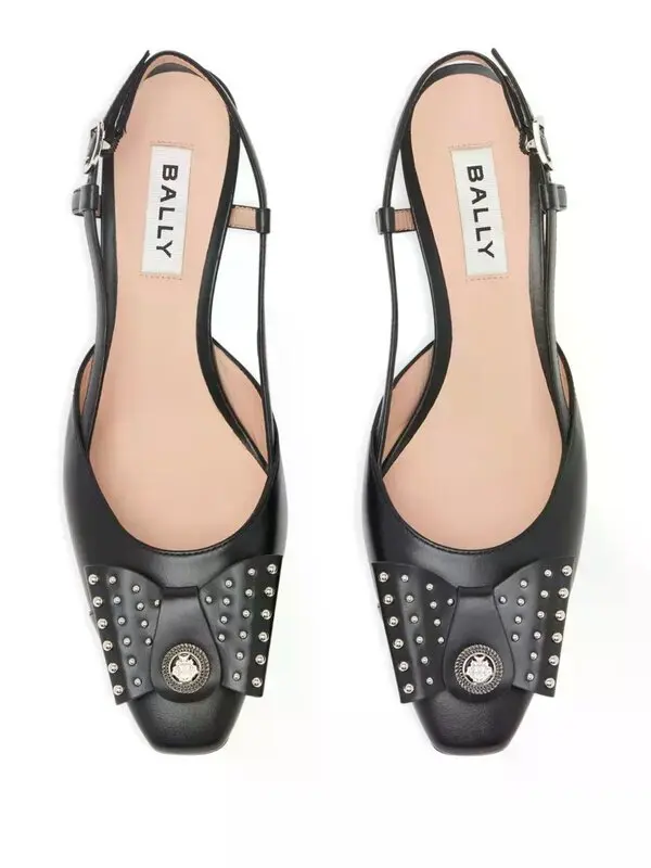 Bally 55mm B-bow Studded Slingback Pumps