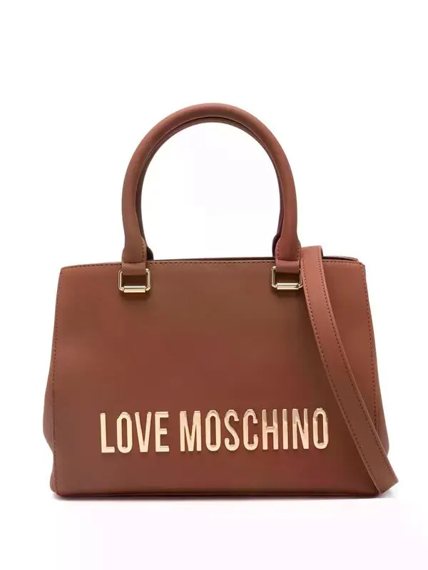 Moschino Tote Bag With Logo Plaque And Detachable Strap