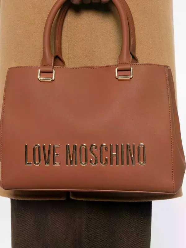 Moschino Tote Bag With Logo Plaque And Detachable Strap
