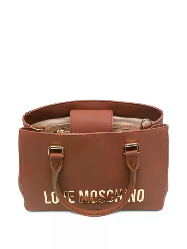 Moschino Tote Bag With Logo Plaque And Detachable Strap