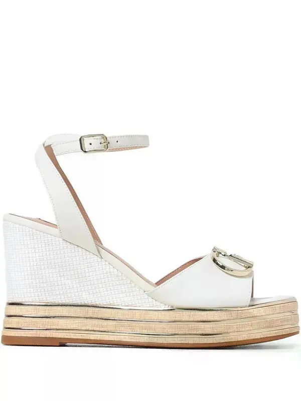 Liu Jo Buckled Platform Wedge Sandals - White