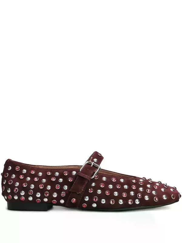 BIBI LOU Studded Buckle Ballet Flats - Red