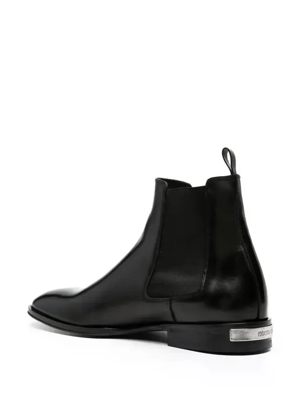 Roberto Cavalli Logo-engraved Leather Chelsea Boots
