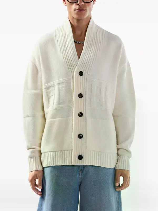 Gcds Buttoned V-neck Cardigan - Neutrals