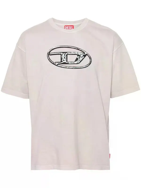 DIESEL® Oval D-appliqué Cotton T-shirt - Neutrals