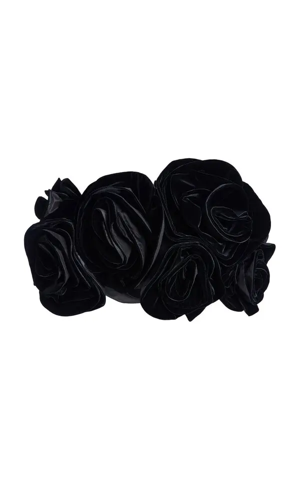 Carolina Herrera Flower-detailed Velvet Strapless Top - Black