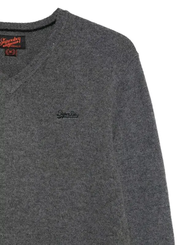 Superdry V-neck Cotton Sweater - Grey