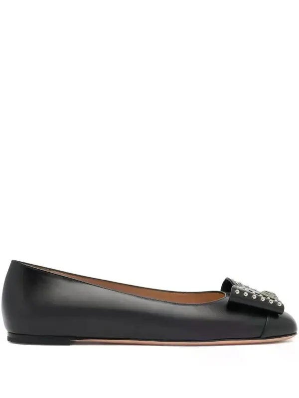 Bally B-bow Studded Leather Ballet Flats