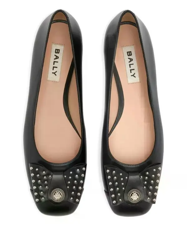 Bally B-bow Studded Leather Ballet Flats
