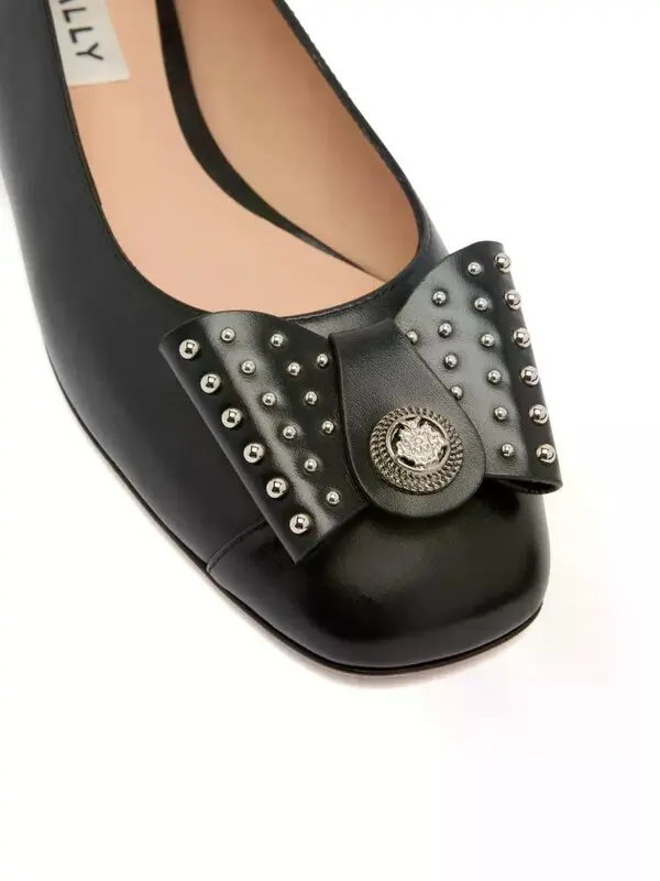 Bally B-bow Studded Leather Ballet Flats