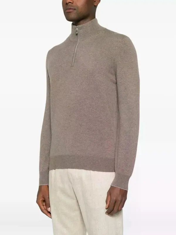 Brunello Cucinelli Cashmere Half-zip Sweater - Brown