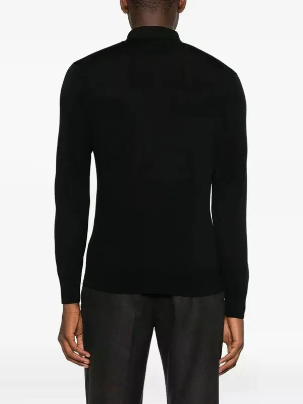 Zegna Long Sleeve Polo Shirt - Black