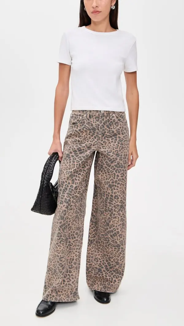 Z Supply Marli Leopard Print Denim Pants