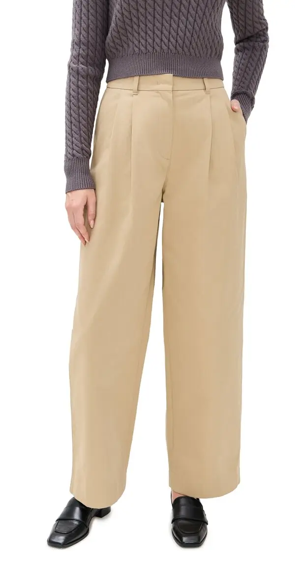 DUNST Double Pleated Wide Chino Slacks