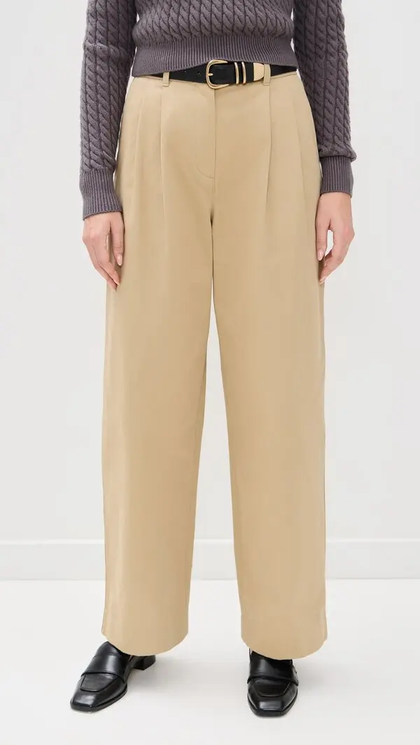 DUNST Double Pleated Wide Chino Slacks