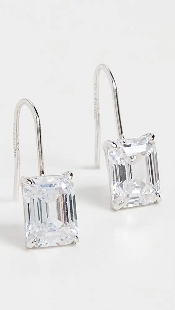 Shashi Emerald Baguette French Hook Earrings