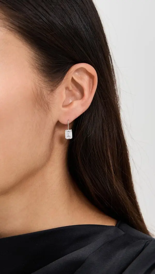 Shashi Emerald Baguette French Hook Earrings