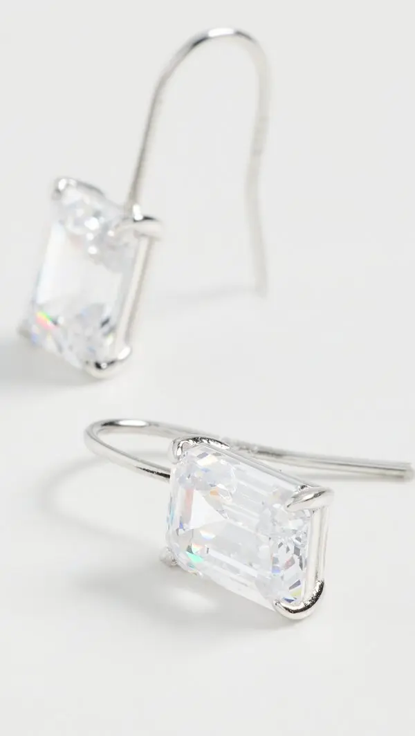 Shashi Emerald Baguette French Hook Earrings