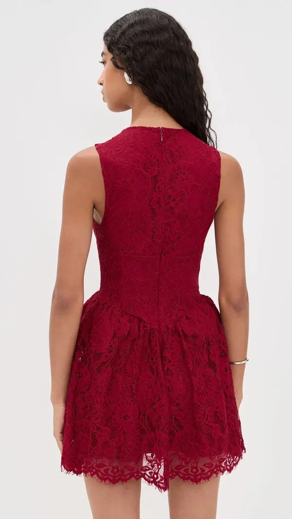 burgundy lace mini dress Burgundy Lace Overlay Bustier Mini Dress Burgundy / 8