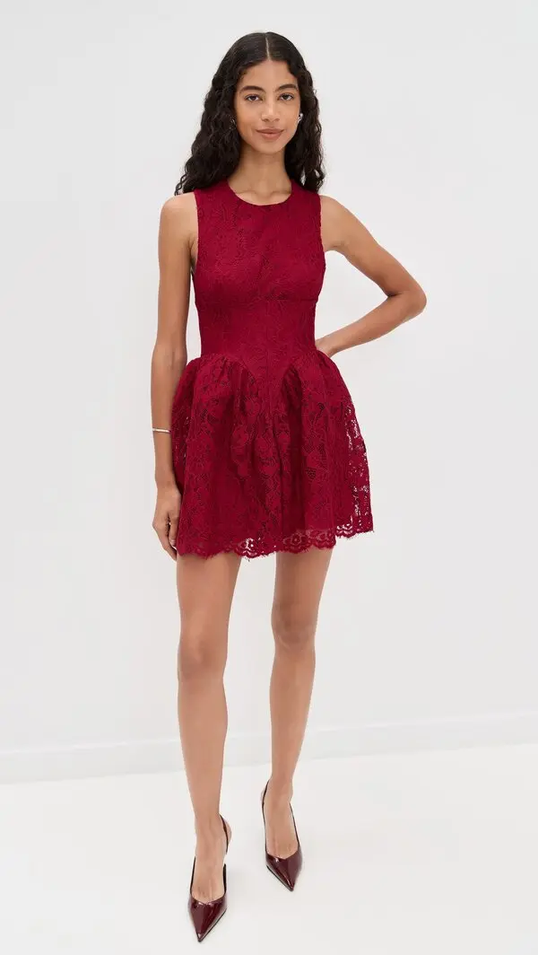 Bardot Luisa Lace Mini Dress In Burgundy - 75% Off | Editorialist