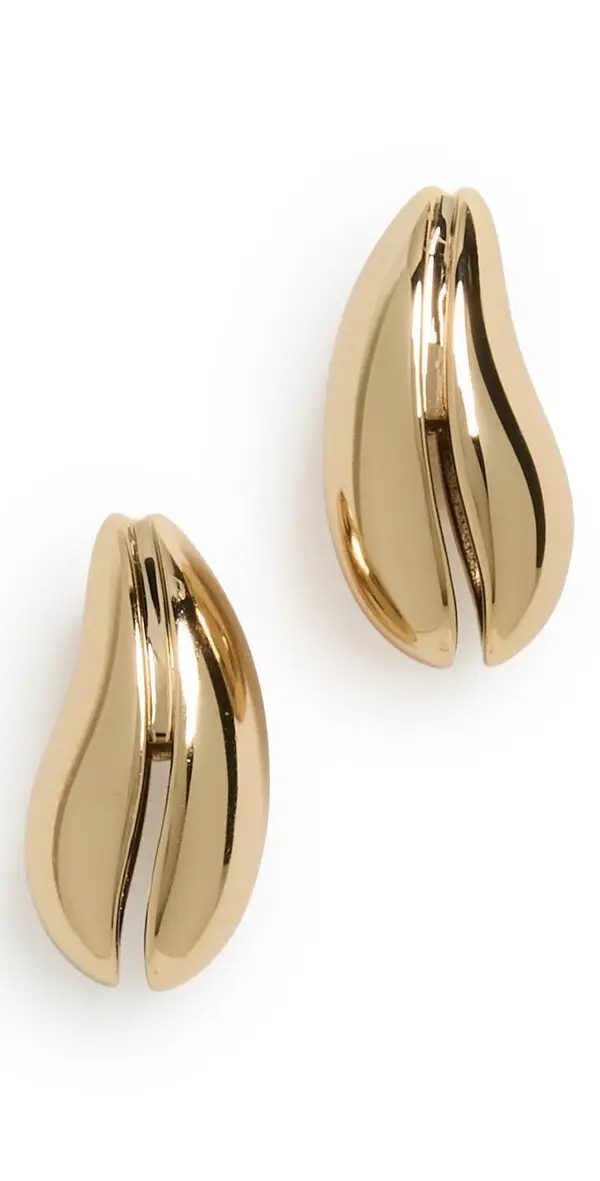 Tory Burch Small Pierced Stud Earrings - Light Brass