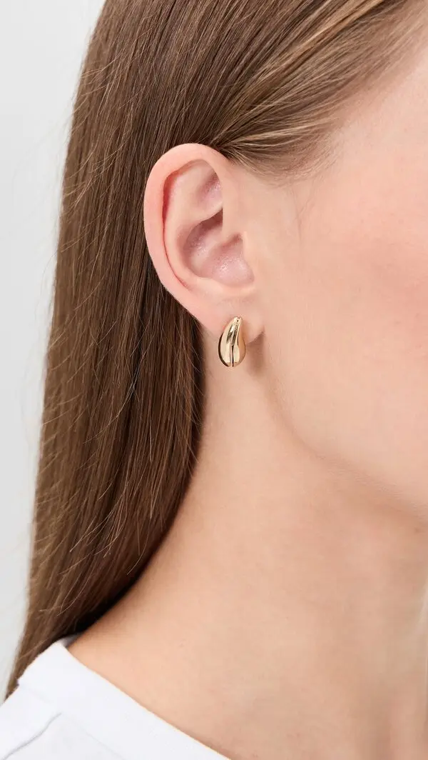 Tory Burch Small Pierced Stud Earrings - Light Brass