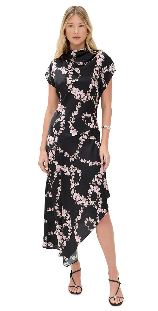 Misa Sally Floral Print Midi Dress