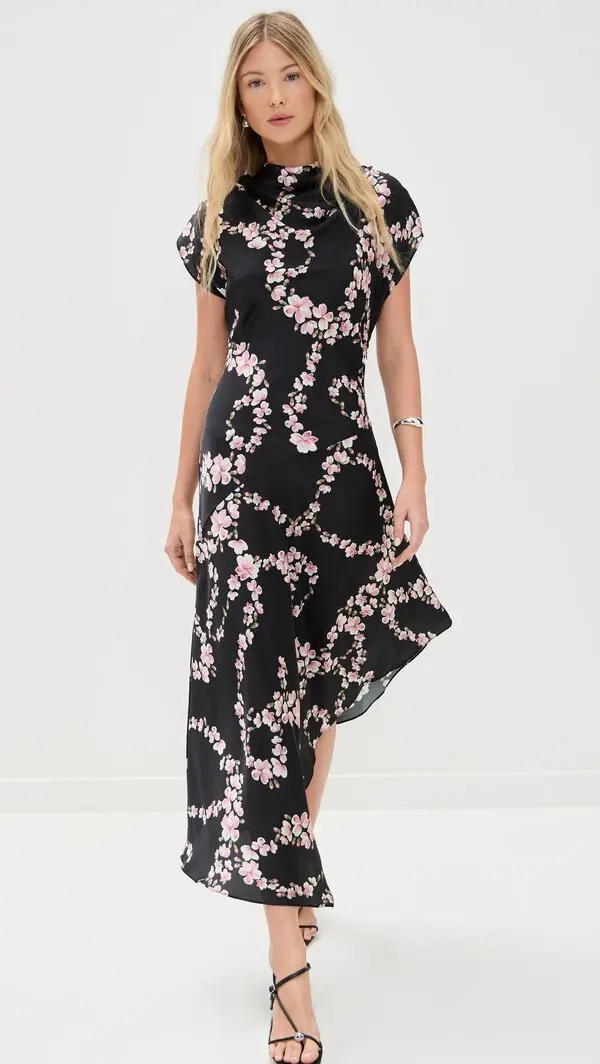 Misa Sally Floral Print Midi Dress