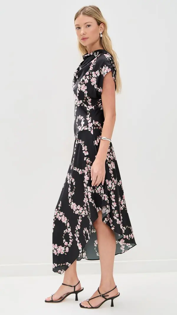 Misa Sally Floral Print Midi Dress