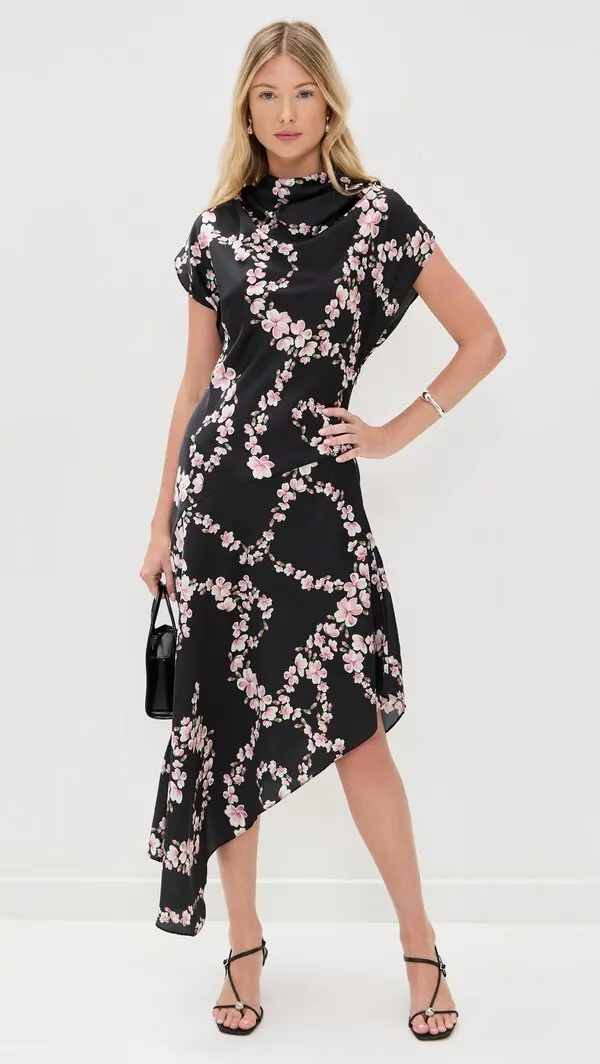 Misa Sally Floral Print Midi Dress