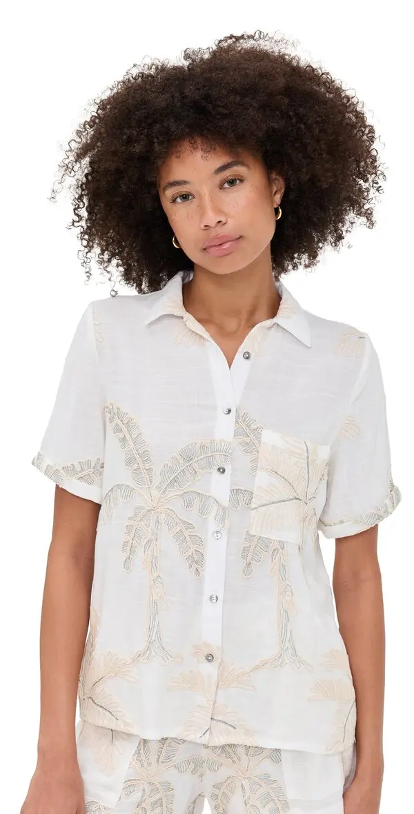 PALMACEA Maya Embroidered Palm Tree Shirt
