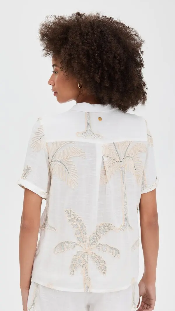 PALMACEA Maya Embroidered Palm Tree Shirt