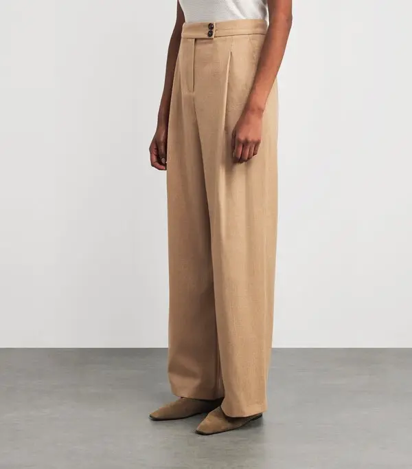 Eleventy Wool-blend Metallic Pleated Trousers