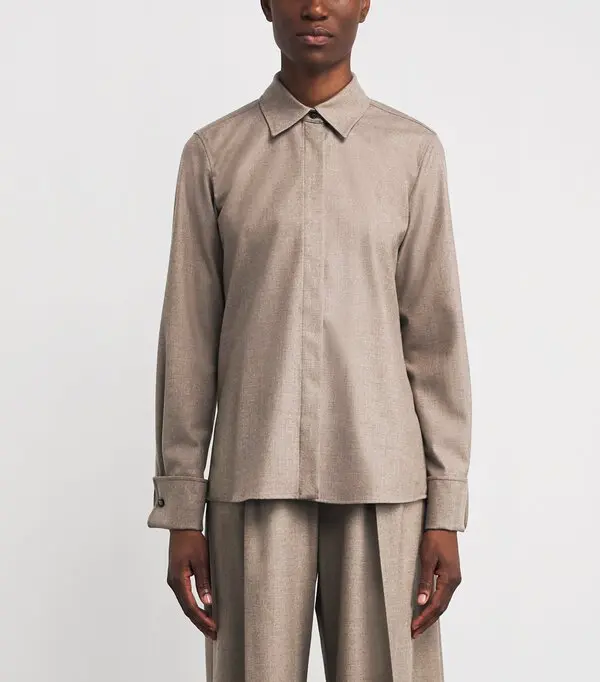 Max Mara Stretch-cashmere Foulé Shirt - Beige